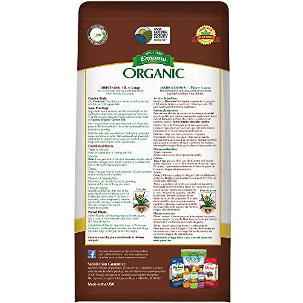 Espoma Organic Plant-Tone 5-3-3 Natural & Organic All Purpose Plant Food; 4 lb. Bag; The Original Organic Fertilizer for All Flowers, Vegetables, Trees, and Shrubs. - Pack of 2