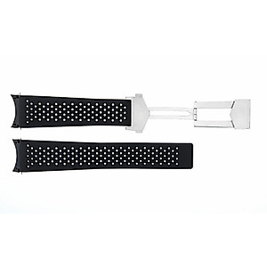 Ewatchparts 22mm Rubber Band Strap Compatible With Tag Heuer Grand Carrera Calibre 5 With Clasp Black