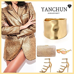 YANCHUN Gold Cuff Bracelets for Women Bangle Bracelet Chunky Gold Bracelet Non Tarnish 14K Gold Bracelets Trendy Jewelry Gifts