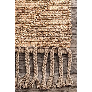 nuLOOM Arienne Braided Tassel Jute Area Rug, 5' x 8', Natural
