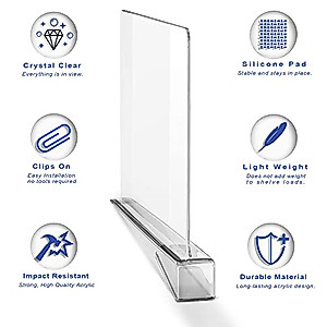 Shelf Dividers Acrylic, Set of 4, Clear Shelf Dividers for Closet Organization, Transparent Closet Separators for Clothes, Sweater and Purse Organizer for Long Shelves and Closet