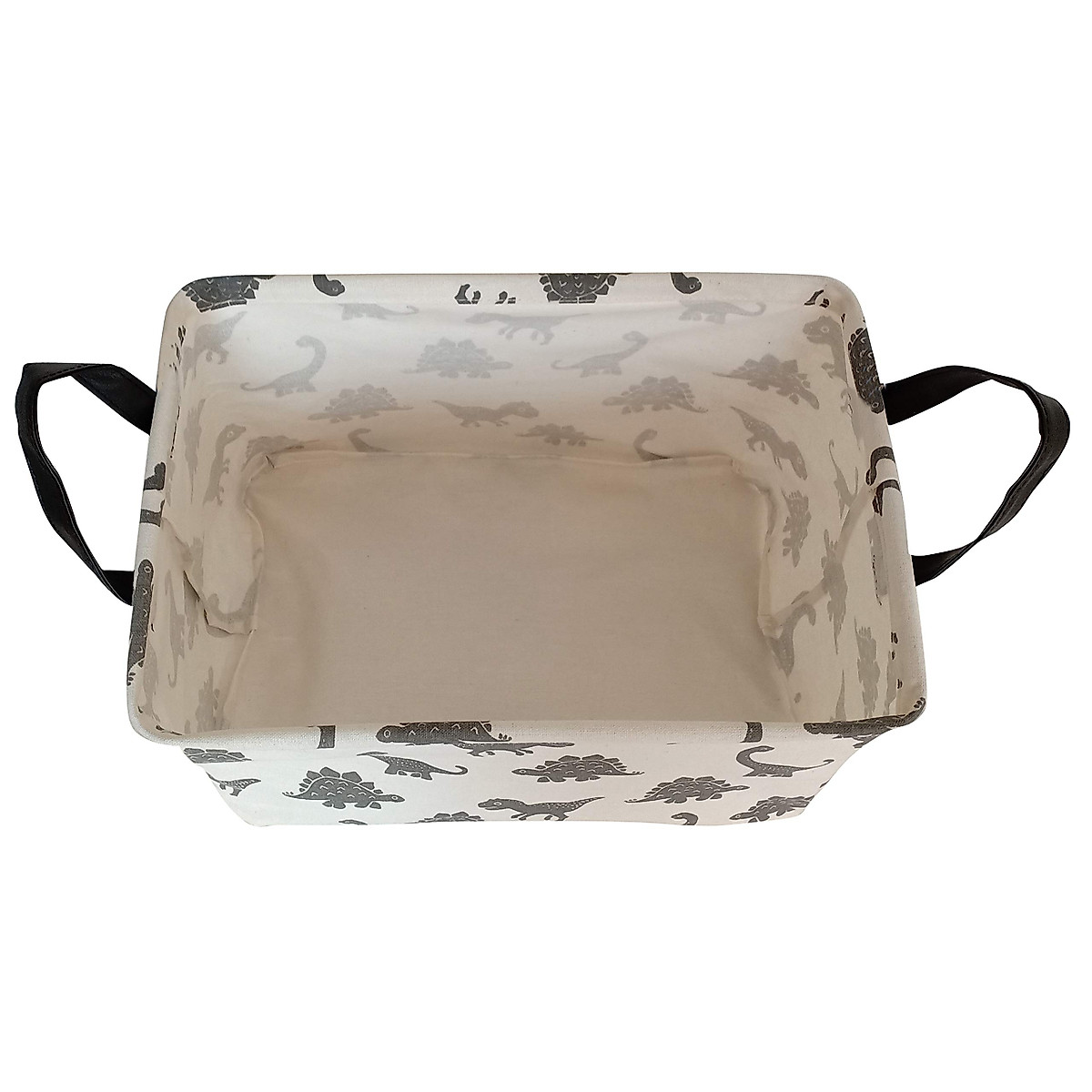 HUAYEE Rectangular Storage Bin Shelf Basket Canvas Fabric Toy Box,Waterproof Coating Nursery Hamper with Handles,Gift Basket for Home,Office,ClothesBooks(REC Dinosaur)