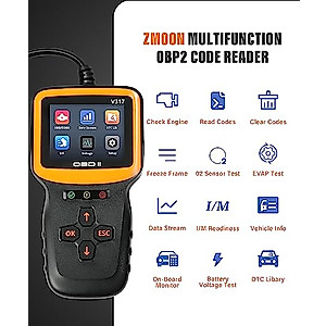 YAKEFLY OBD2 Scanner Diagnostic Tool,Car OBD2 Scanner Code Reader Engine Fault Code Reader Scanner,Vehicle Check Engine Light Scan Tool, Car OBDII/EOBD Diagnostic Scan Tool for All Vehicles After 1996