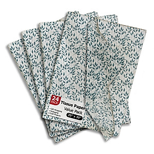 Printed Tissue Paper - Decorative Tissue for Decoupage - Fall Tissue Paper - Teardrop Leaves Tissue Paper | 24 Sheets 20" x "30"
