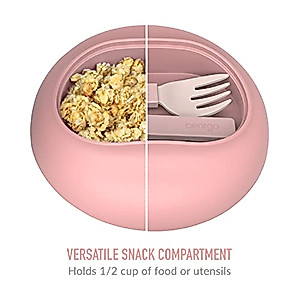 Bentgo Bowl - Insulated Leak-Resistant Bowl with Snack Compartment, Collapsible Utensils and Improved Easy-Grip Design for On-the-Go - Holds Soup, Rice, Cereal & More - BPA-Free, 21.2 oz (Blush)