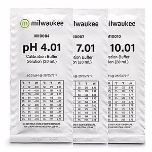 Milwaukee 3x20ml, pH4 pH7 pH10 Buffer Solution for pH Meter/Tester Calibration