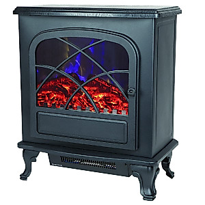 Infrared Electric Fireplace Stove Heater with Remote - L21.26 x W11.15 x H26.77 hes, Black