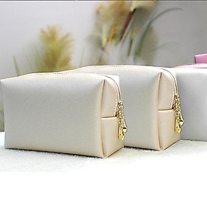 HUTIP Leather Makeup Bag Cosmetic Pouch Small Makeup Pouch for Purse Minimalist Travel Pouch Waterproof Toiletry Bag Set, Personalize Makeup Bags Cosmetic Bags for Women