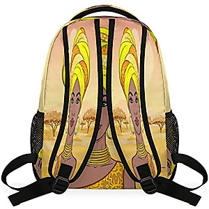 YPPAHHHH School Laptop Backpack African Woman Sun for Girls Kids Boys Ethnic Women Lightweight Bookbag Elementary College Travel Hiking Daypack Backpacks for Women Men