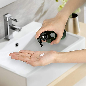 10 oz Pump Bottle Plastic Pump Lotion Dispenser Empty Bottle, Amber and Green 6 Pack, for Shampoo Lotion Body Wash.