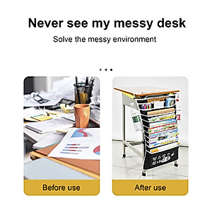 TINAYAUE Desk-Side Book Hanging Storage Pocket Multi-Layer Students Classroom Desk Side Hanging Caddy Organizer Paper File Sorter Rack Shelf Pens Holder Space Saver Storage Bags