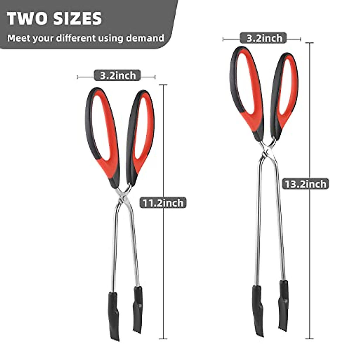 Food Tongs,SinYe Kitchen Tongs with Nylon Tips,11 Inches and 13 Inches Tong Set,Non-Slip Grip Handle,Pack of 2