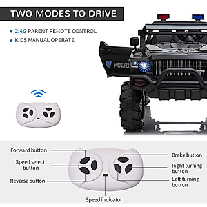 Aosom 53" L 2-Seater 12V Police Car Ride on Truck with Remote Control, Battery Operated Electric Car for Kids with Suspension, MP3 Player, Lights, Music, Horn, Pink