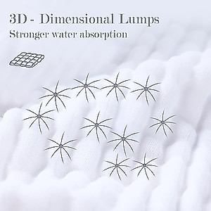 Sunny zzzZZ 6 Pack Muslin Burp Cloths - Ultra-Soft 100% Cotton Baby Boy & Girl Newborn Essentials - Large 20'' x 10'' Super Absorbent Milk Spit UP Washcloths - Unisex Burpy Cloths - White