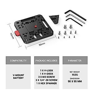 SmallRig V Mount Battery Plate, V-Lock Assembly Kit, Female V-Dock Male V-Lock Quick Release Plate – 1846C
