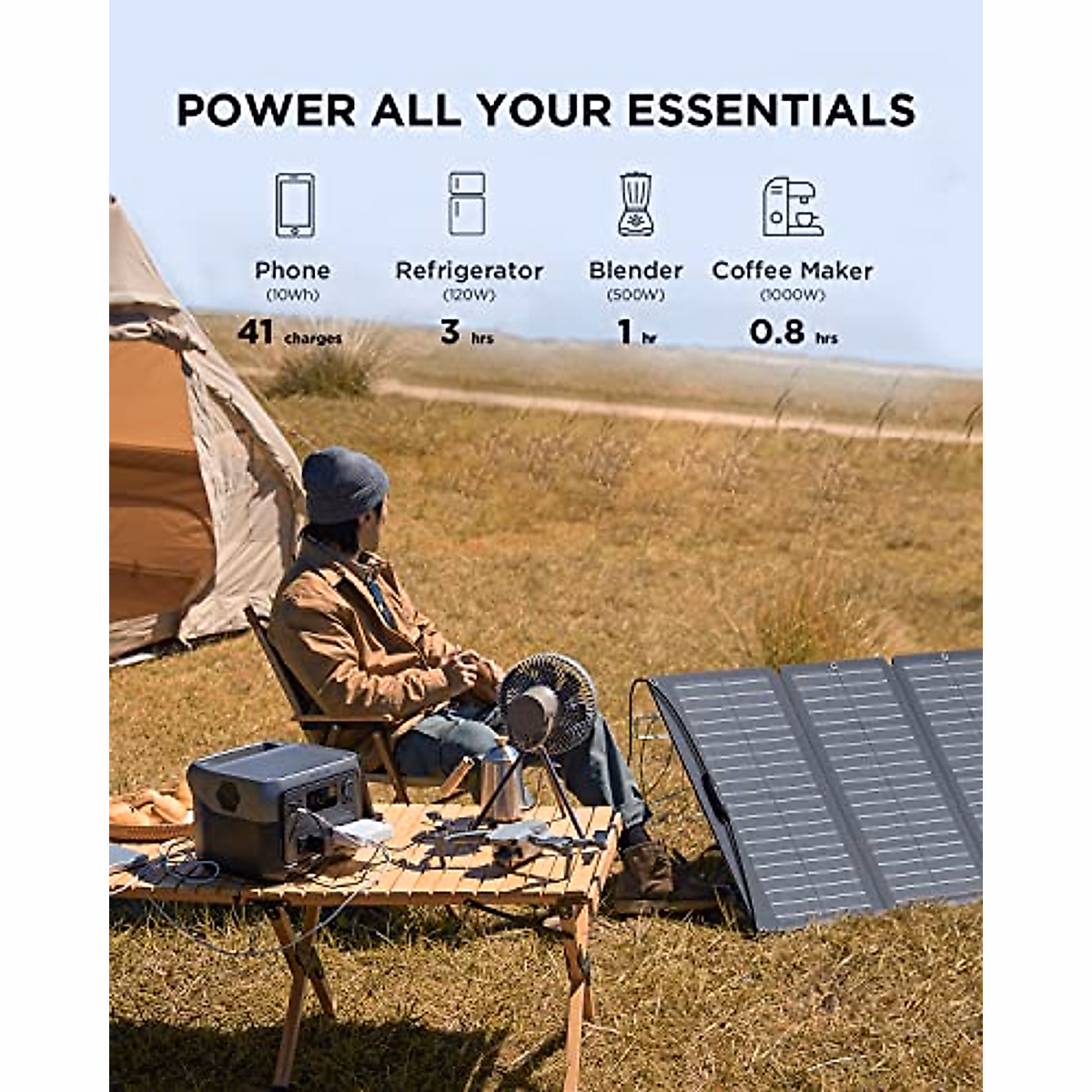 EF ECOFLOW RIVER 2 Max Solar Generator 512Wh Long-life LiFePO4 Portable Power Station& 160W Solar Panel for Home Backup Power, Camping & RVs 100% Charged in 60m with 3000+ Cycles & Up to 1000W Output