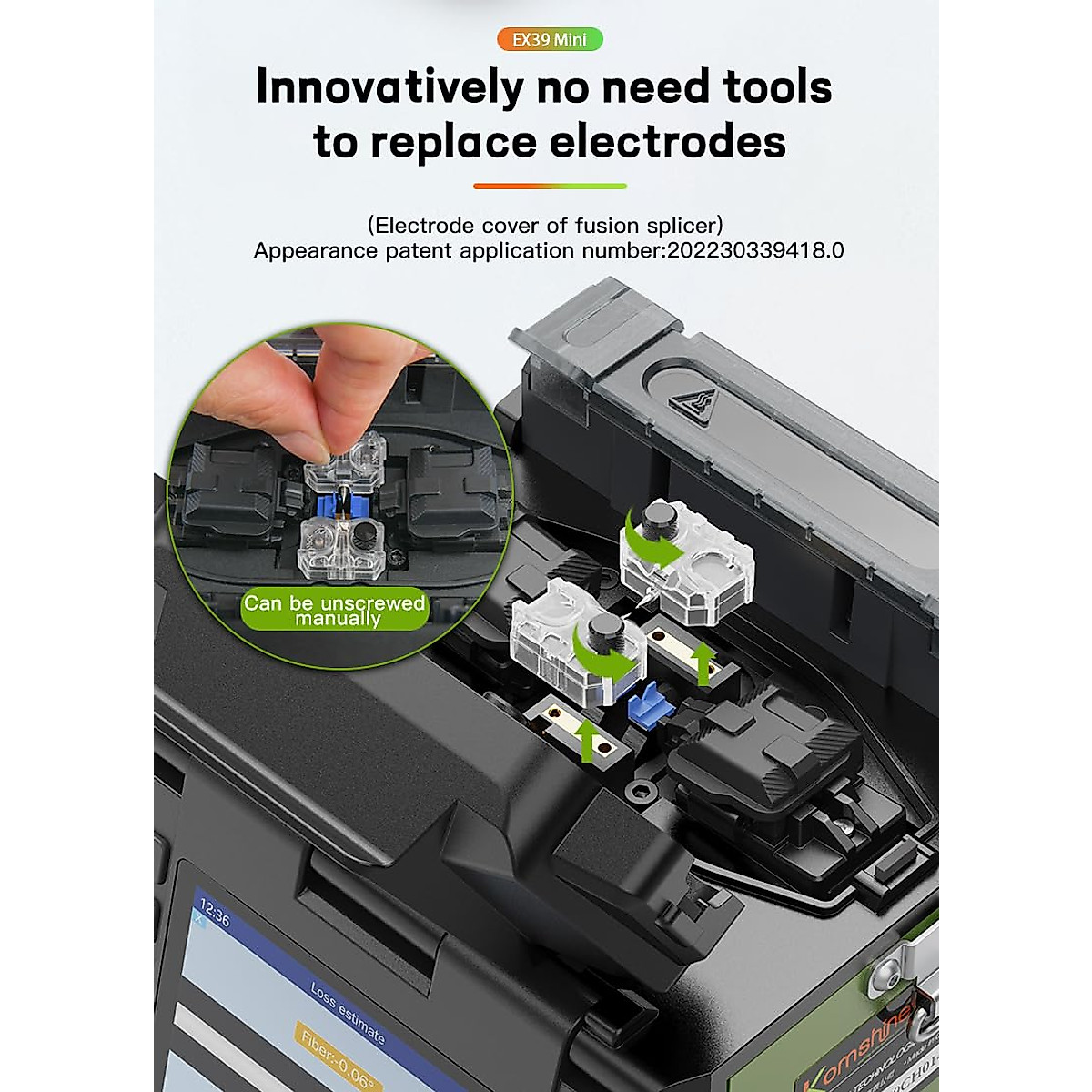 Komshine Optical Fusion Splicer EX39 FTTH Mini Fiber Fusion Splicer Machine Kit 8s Fast Splicing Fast-Heating 18s with Fiber Cleaver FC-30 Welding Machine Empalmador De Fibra óptica