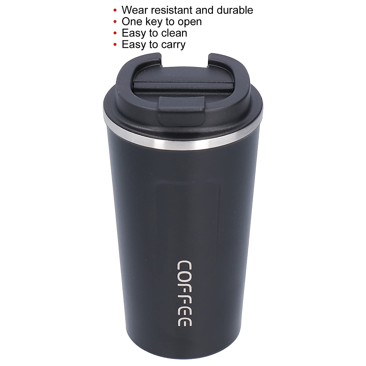 510ML Stainless Steel Insulated Coffee Mug, Coffee Thermos Outdoor with Lid, Vacuum Insulated Office Outdoor Travel Leisure Car Cup(Black)