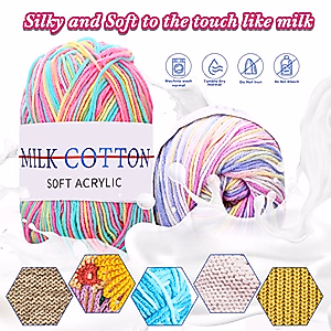 34 Rolls Acrylic Yarn for Crocheting Colorful Knitting Yarn Multi Colored Yarn Soft Rainbow Yarn Crochet Yarn for Crocheting and Knitting Craft Project