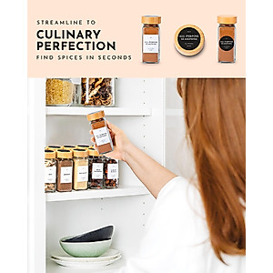 Glass Spice Jars with Labels Bamboo, 24 pcs 4 oz Seasoning Containers Set, Spice Containers with Shaker Lids, Empty Glass Seasoning Jars, Spice Bottles Storage Refillable, Seasoning Organizer Kitchen