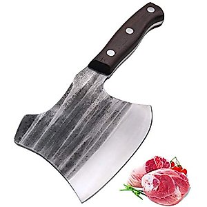 Kitory Frozen Meat Cleaver, Massive Forged Super Heavy Duty Kitchen Axe Knife, Axes Butcher Chopper for big bone and frozen meat -1.68 LB-K2