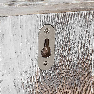 MyGift Rustic Whitewashed Wood 16-Inch Wall-Mounted Shelves with 3 Coat & Hat Pegs, Set of 2