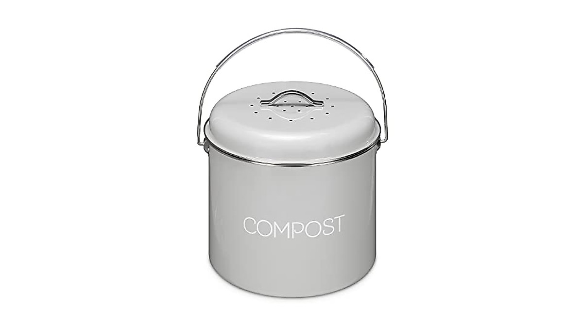 Navaris Metal Compost Caddy Bin - 1.3 Gallon Kitchen Composting Bucket ...