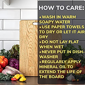 Cutting Board - 16x12 Inches Large Wood Cutting Board - Oak Cutting Board with Handle - Steak Board - Fruit Cutting Board - Real Wood Cutting Board - Chopping Board for Kitchen