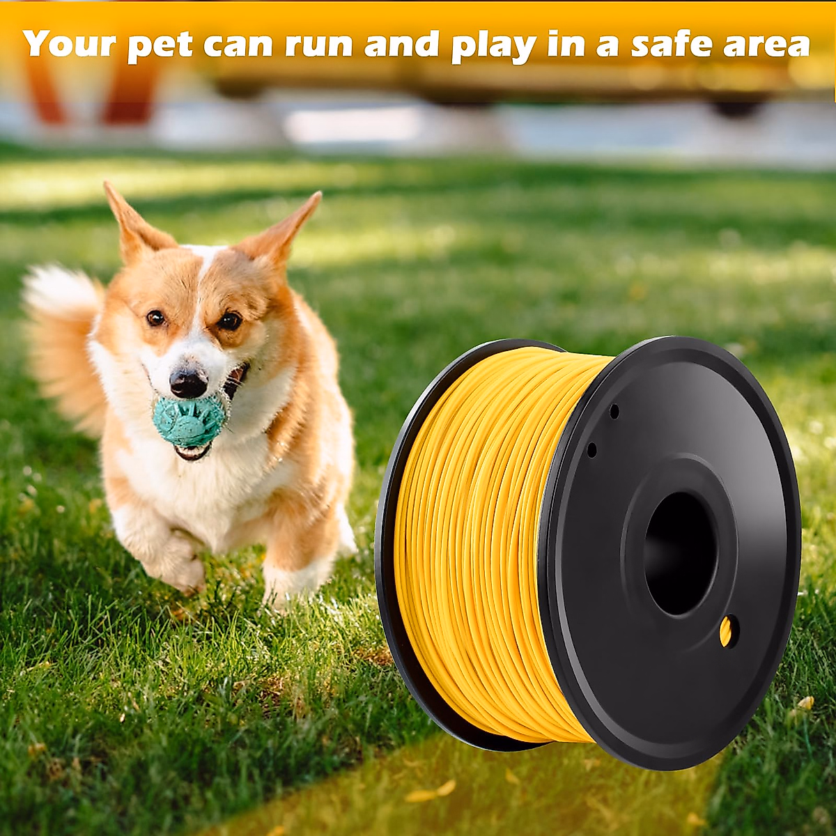 Boundary Wire 22 Gauge 500 Feet Electric Dog Fence Wire, Underground Dog Fence Wire, Extra or Replacement Wire to Extend Your Fence Boundary and All Other Underground Dog Fences Compatible (YELLOW)