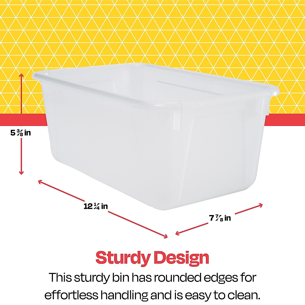 School Smart Tote Tray, 12 x 8 x 5 Inches, Translucent