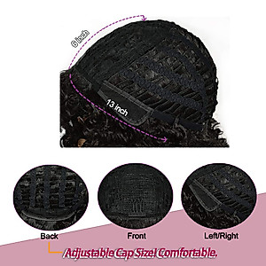 rosmile Curly Wigs for Black Women - Natural Black Synthetic African American Full Kinky Curly Afro Hair Wig with Bangs