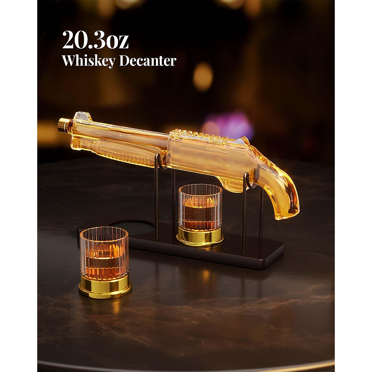 Whiskey Decanter Sets for Men, 20.3 Oz Decanter Set with 2 Glasses, Gifts for Men, Him, Dad, Brother, Birthday Gift Ideas from Daughter Son, Cool Liquor Dispenser for Home Bar