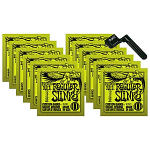 12 Sets of Ernie Ball 2221 Nickel Regular Slinky Electric Strings (10-46) w/Fre