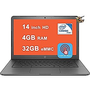 2020 New HP 14" HD Touch-Screen Chromebook Laptop Computer, Intel Celeron N3350 up to 2.4GHz, 4GB Memory, 32GB eMMC Flash Memory, 802.11ac, Bluetooth, USB-C 3.1, No Optical Drive, Chrome OS (Black)
