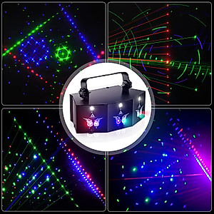 U`King Party Lights 9 Lens DJ Disco Ball RGB LED Stage Lighting with Sound Activated and Remote Control Laser Lights for Parties Birthday Wedding Karaoke Bar Stage Live Show
