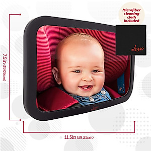 Lusso Gear Baby Car Mirror - Rear-Facing Infant Mirror for Car with Crystal Clear View - Secure Shatterproof Backseat Design, Black