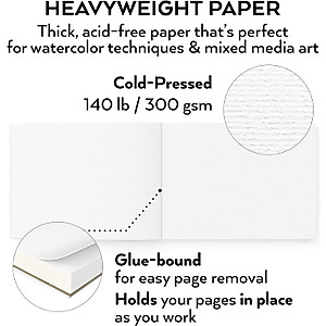 Arteza Watercolor Paper 9x12 Inch, Pack of 2, 64 Sheets (140lb/300gsm), Cold Pressed Art Sketchbook Pad, Art Supplies for Painting & Drawing, Wet, Mixed Media