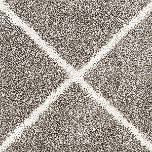 SAFAVIEH Hudson Shag Collection Area Rug - 8' x 10', Grey & Ivory, Modern Trellis Design, Non-Shedding & Easy Care, 2-inch Thick Ideal for High Traffic Areas in Living Room, Bedroom (SGH281B)