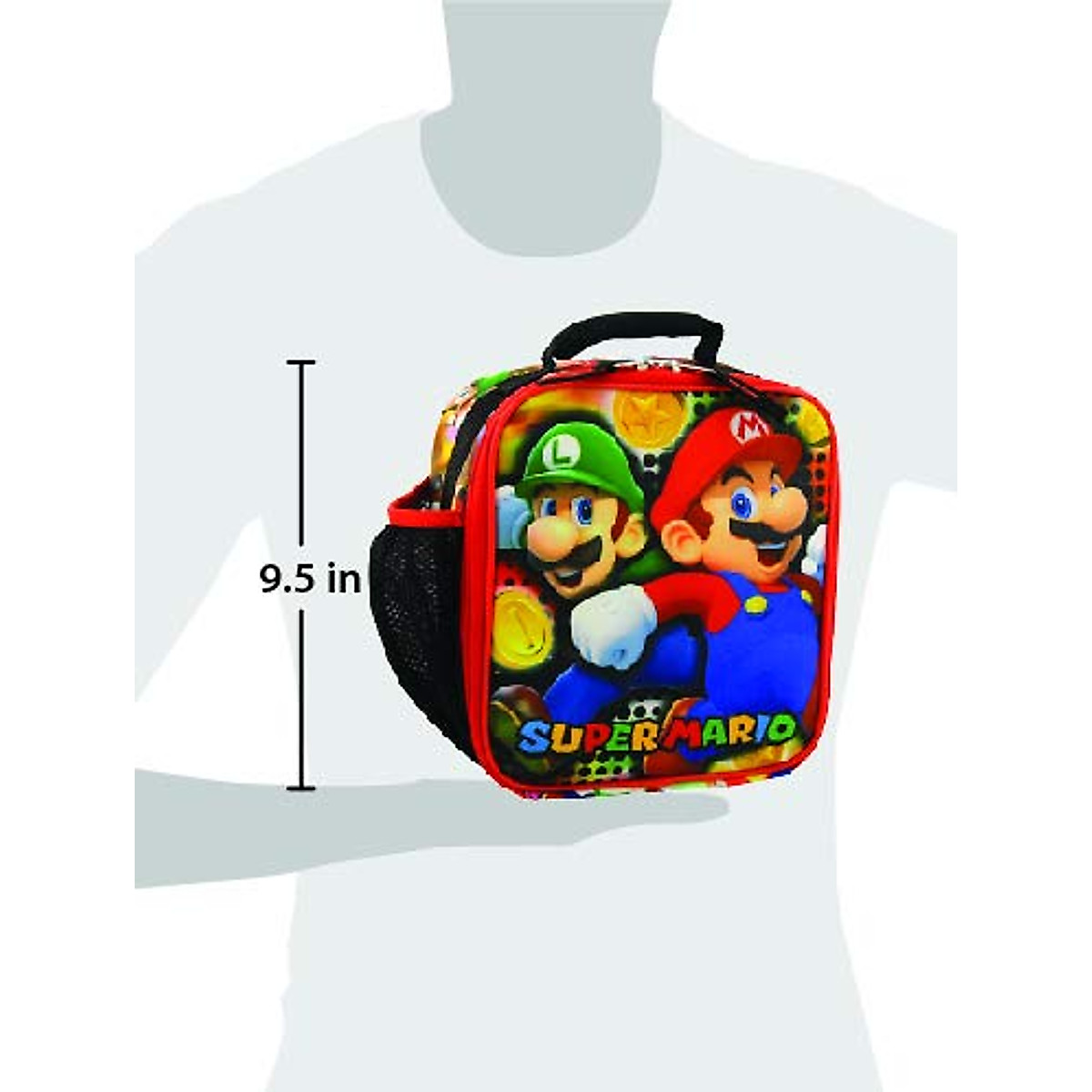SUPER MARIO Bros Boy's Girl's Meal Holder, Soft Insulated School Lunch Box (One Size, Red/Multi)
