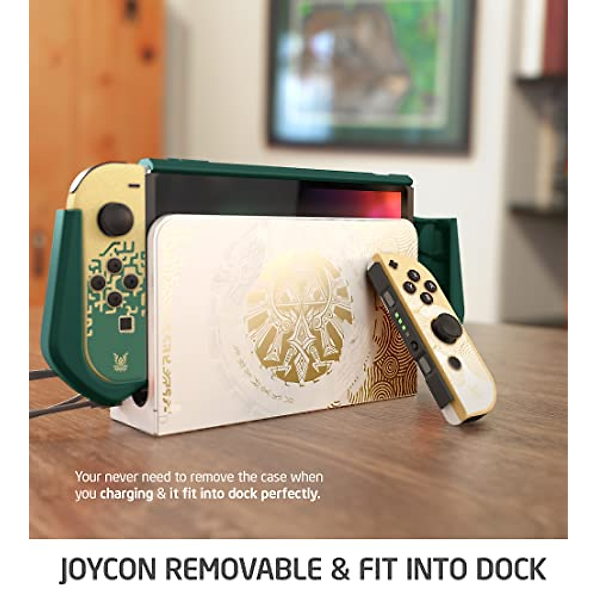 Mumba Dockable Case for Nintendo Switch OLED 2021, [Blade Series] TPU Grip Protective Cover Accessories Compatible with Nintendo Switch OLED 7 Inch and Joy-Con Controller (Viridian)