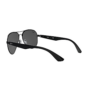 Ray-Ban Men's RB3523 Aviator Sunglasses, Matte Black/Grey Mirrored Silver, 59 mm