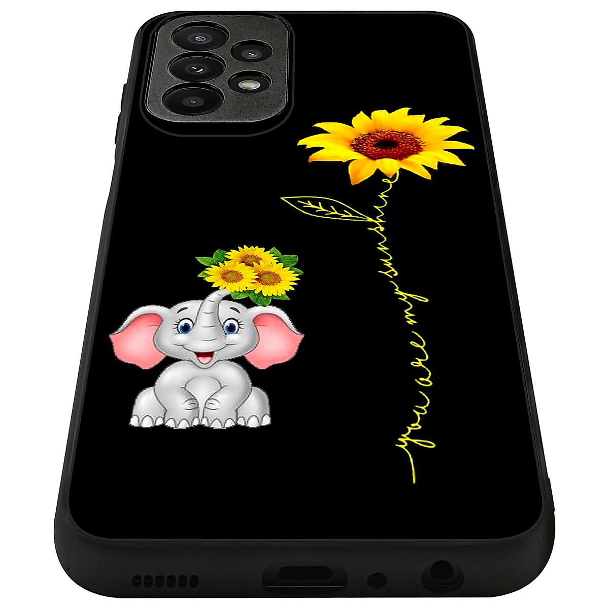 Tnarru Compatible with Samsung Galaxy A23 Case Sunflower and Elephant Pattern Hard PC Back and Soft TPU Sides Scratchproof Shockproof Protective Case for Samsung Galaxy A23 -Black