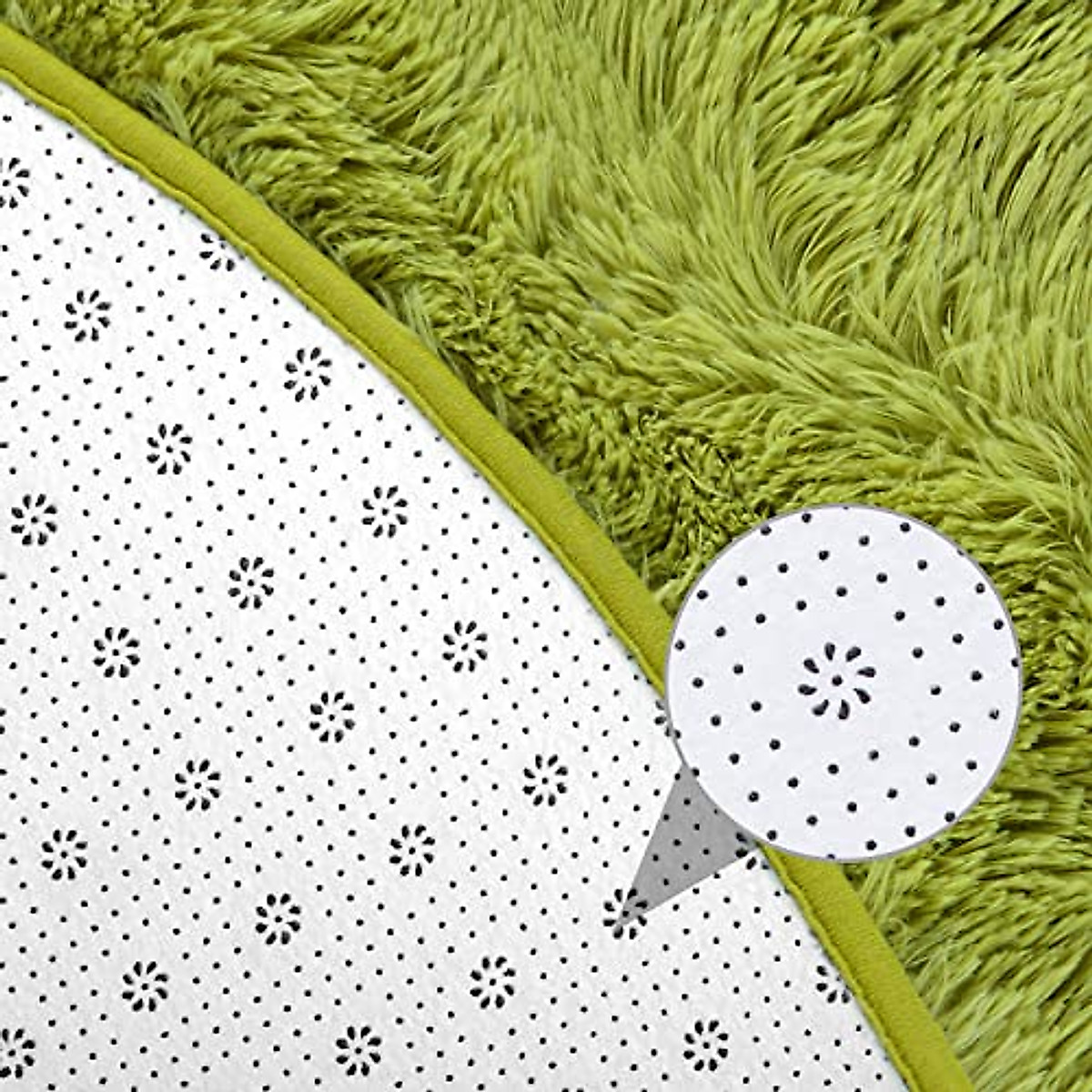 junovo Round Rug 4x4 Feet Fluffy Soft Area Rugs for Kids Girls Room Princess Castle Plush Shaggy Carpet Cute Circle Nursery Rug for Kids Girls Bedroom Baby Room Home Decor Circular Carpet, Green
