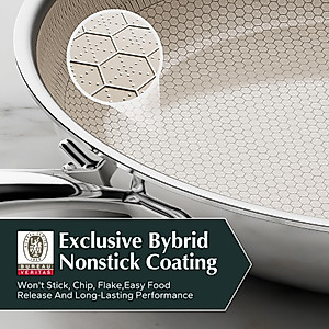 Redchef Non Stick Frying Pans, Hybrid 10 Inch Ceramic Frying Pan, Nonstick Skillet with Stay-Cool Handle, Non Toxic, PFAS PFOA & PTFE Free, Dishwasher & Oven Safe, Compatible with All Cooktops