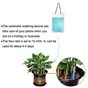 MECCANIXITY Automatic Watering Bags, 1L Water Bag Drip Irrigation Device Plant Spike with Adjustable Valve Switch for Gardening, Clear
