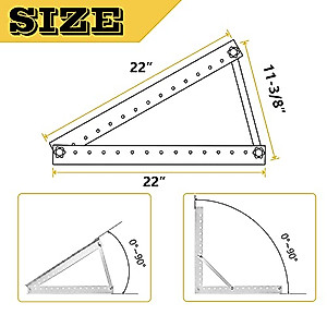 Powrocket Adjustable Solar Panel Tilt Mount Brackets,22 inch Solar Panel Racks with Foldable Tilt Legs on Flat Surface for Off-Grid Systems RV, Roof, Boat