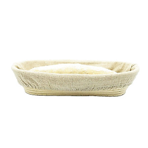 12 inch Oblong Oval Banneton Bread Proofing Basket, Brotform Bread Dough Proofing Rattan Basket +Liner Combo Set