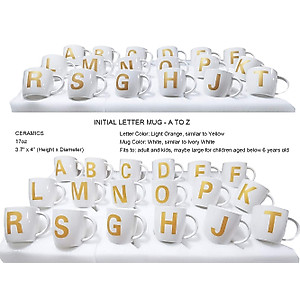 ZaH 16oz Coffee Mug Alphabet Ceramic Mug ABC Letter Cup for Women Men Boys Girls - Home Decoration Initial A-Z Mug (K)