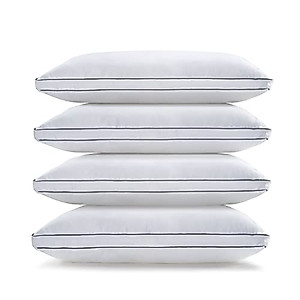 LANE LINEN Standard Pillows for Sleeping - Bed Pillows Set of 4 - Luxury Hotel Quality Down Alternative Pillows for Back and Side Sleeper, Soft and Supportive Gusseted Cool Breathable Pillow, 20x26