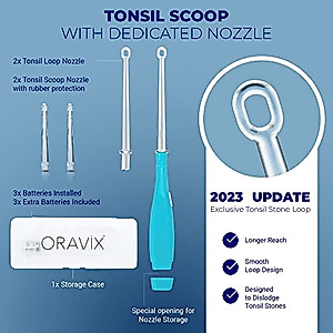 ORAVIX Tonsil Stone Removal Kit - Tonsil Stone Remover - Fast Painless Tonsillolith Remover Tool - Tonsil Cleaner - Fight Bad Breath - Tonsil Stone Removal - Oral Irrigator - Tongue Scraper - 7 Pieces